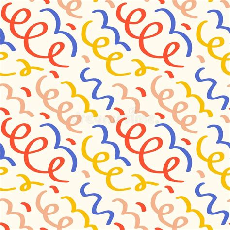 Colorful Squiggle Birthday Party Seamless Pattern Stock Vector