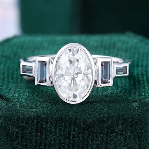 Bezel Set Moissanite Engagement Ring Mollyjewelryus