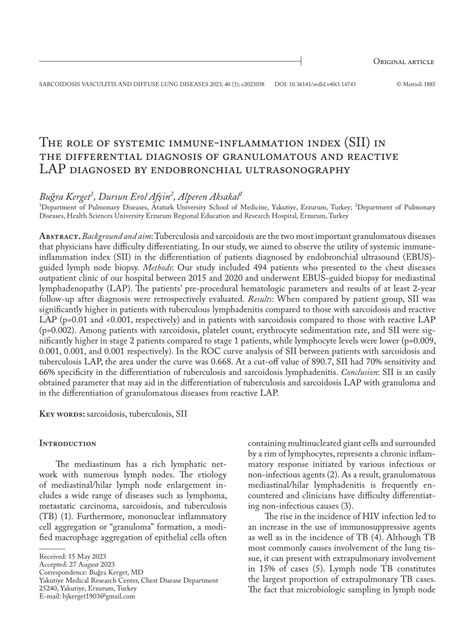 Pdf The Role Of Systemic Immune Inflammation Index Sii In The