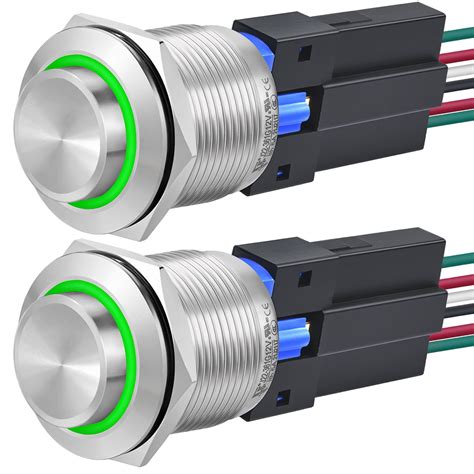 Ul Listed 2pcs 22mm 78 Latching Push Button Switch High Round Waterproof Ip67