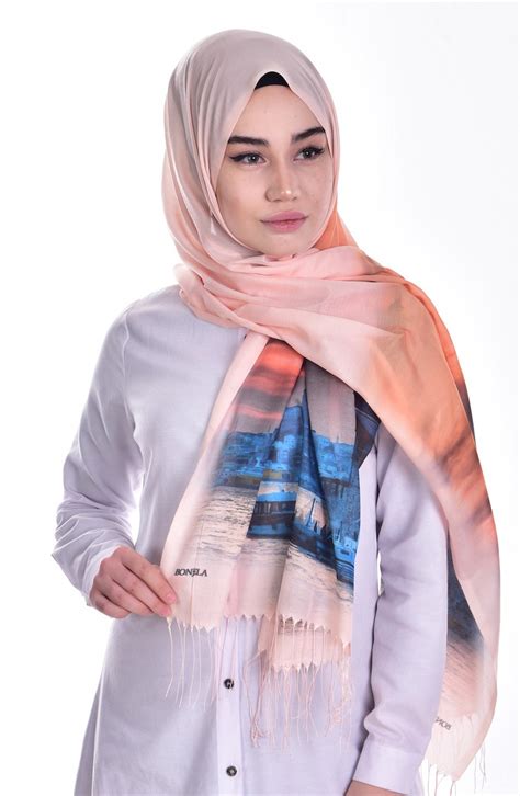 Digital Printed Shawl 503139 11 Light Pink 11 Sefamerve