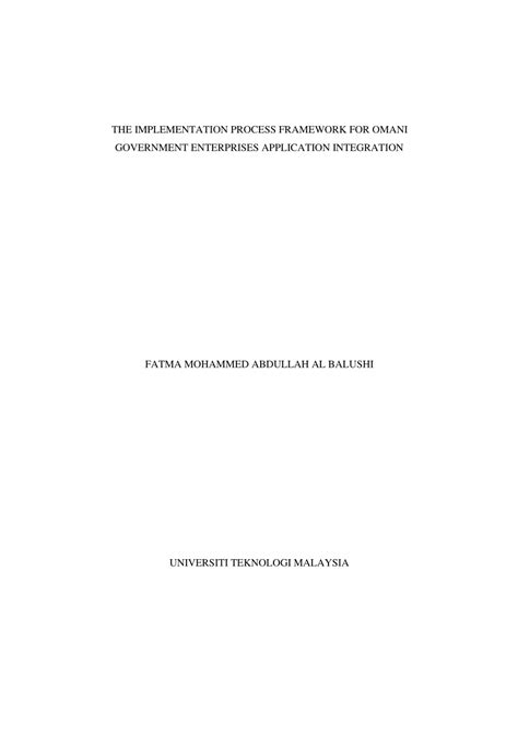 Pdf The Implementation Process Framework For Omani Government