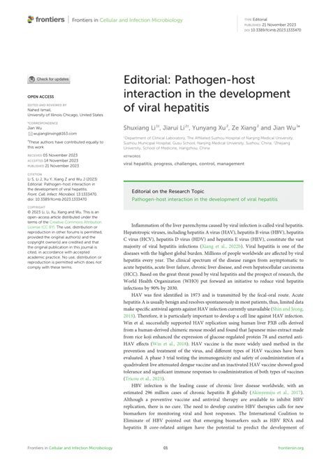 Pdf Editorial Pathogen Host Interaction In The Development Of Viral Hepatitis