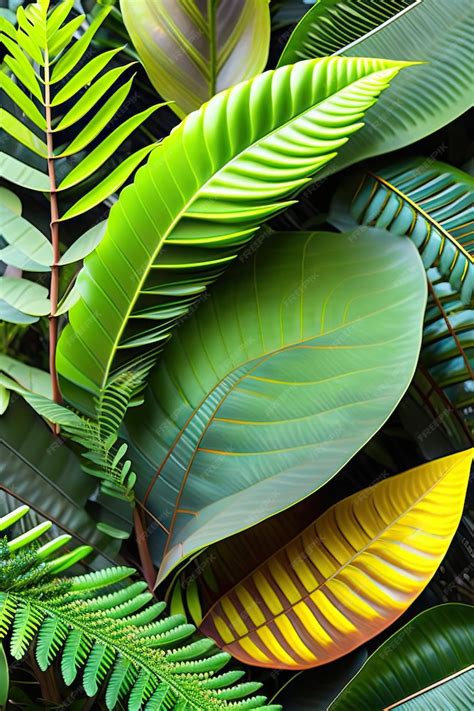 Premium Ai Image Green And Variegated Leaves Of Tropical Foliage