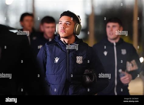 Dundees Ethan Ingram Arrives At The Ground Ahead Of The William Hill Premiership Match At
