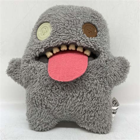 Plush Fuggler Grey With Lifelike Teeth Button Eyes 20 Cms