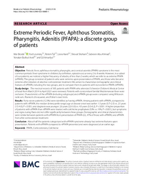 Pdf Extreme Periodic Fever Aphthous Stomatitis Pharyngitis