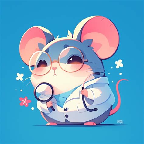 Premium Vector A Clever Mouse Doctor Cartoon Style