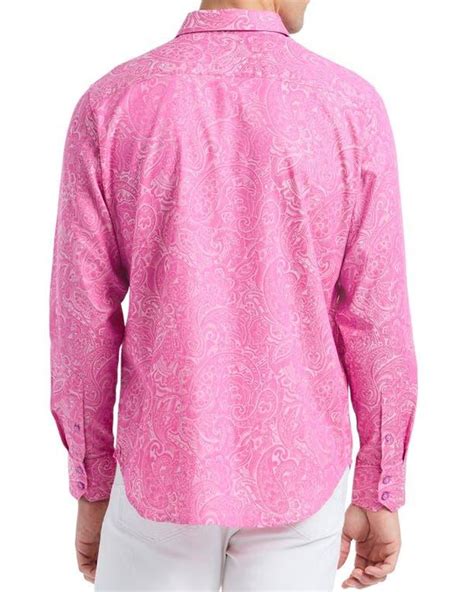 Robert Graham Hudson Floral Print Button Up Shirt In Pink For Men Lyst