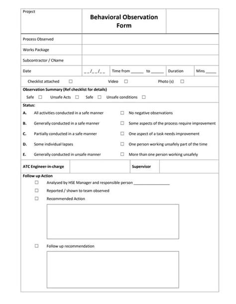 Behavioral Observation Form Hseq Bo Rev 0 Docx