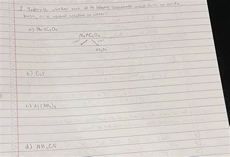 Solved Indicate Whether Each Of The Following Substances