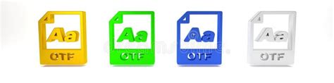 colorful otf file document download otf button icon isolated on white