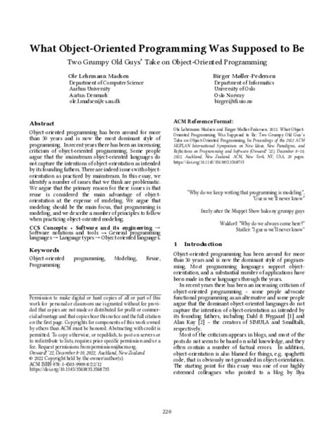 Pdf What Object Oriented Programming Was Supposed To Be Two Grumpy
