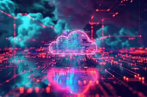 Futuristic Cloud Computing And Data Structures With 3d Source Code Premium Ai Generated Image