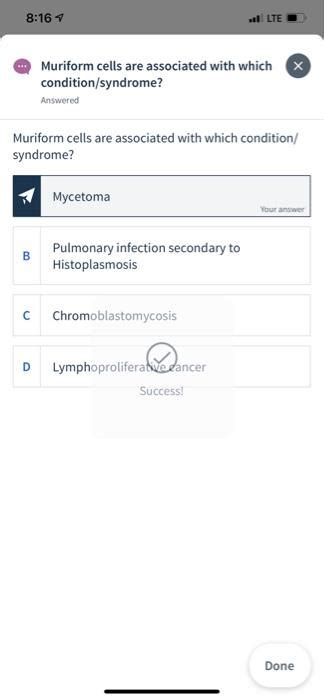 Solved 8161 Lte Muriform Cells Are Associated With Which X