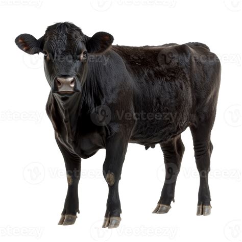 Black Cow Standing Calmly In A Farm Setting 52653663 Png