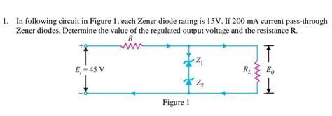 1 In Following Circuit In Figure 1 Each Zener Diode Rating Is 15 V