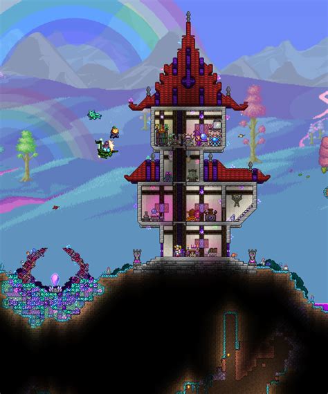 A Wizard Tower For The Hallow Biome Terraria Terraria Game Terraria Tips Terraria House