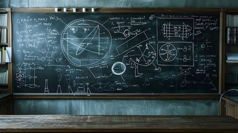 Operations And Formulas Of Quantum Physics Handwritten With A Chalk On