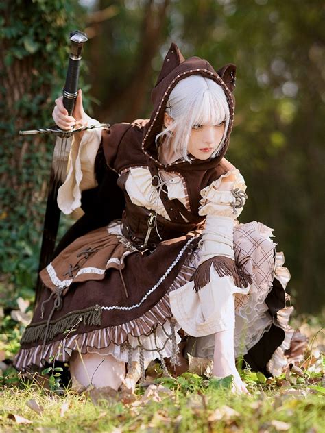 Brown Open Shoulders One Piece Corset Belt Cape Steampunk Hunter Op