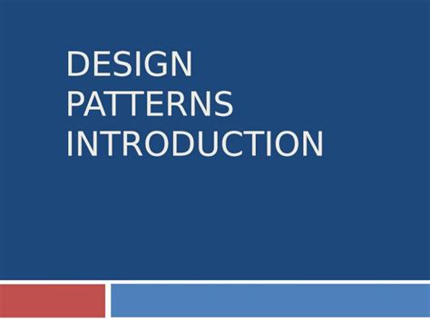 ppt design patterns introduction design patterns what is a pattern