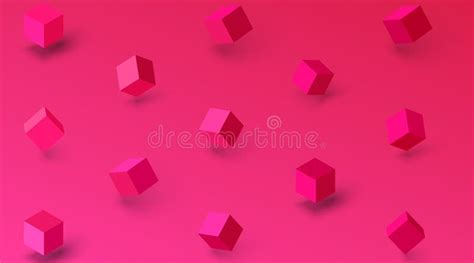 Pink Textured Background With Geometric 3d Cubes Pattern Stock Vector