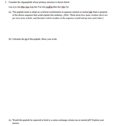3 Consider The Oligopeptide Whose Primary Structure