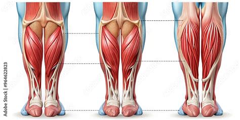 Calf Muscle Fascial Compartments Detailed Cross Sections Stock