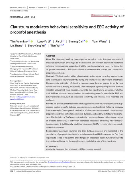 Pdf Claustrum Modulates Behavioral Sensitivity And Eeg Activity Of
