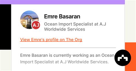 Emre Basaran Ocean Import Specialist At A J Worldwide Services The Org