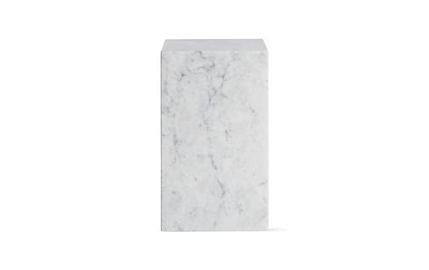 Plinth Square Tall White Marble Side Table