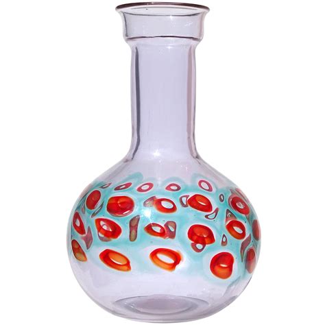Cenedese Murano Alexandrite Red Blue Murrines Italian Art Glass Flower