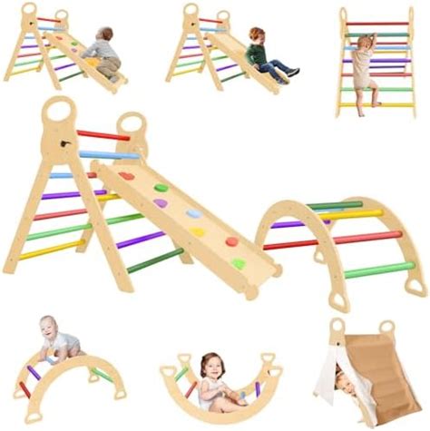 Pikler Triangle Set 6 In 1 Montessori Climbing Toys For