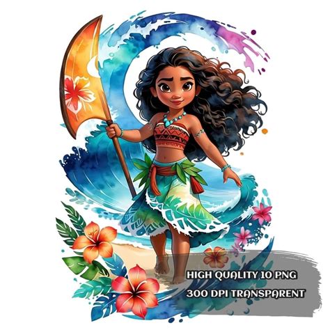 Moana Moana Clipart Moana Birthday Sublimation File Watercolor