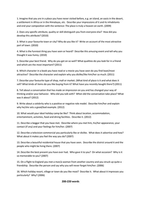 Descriptive Topics Doc Hobbies And Interests