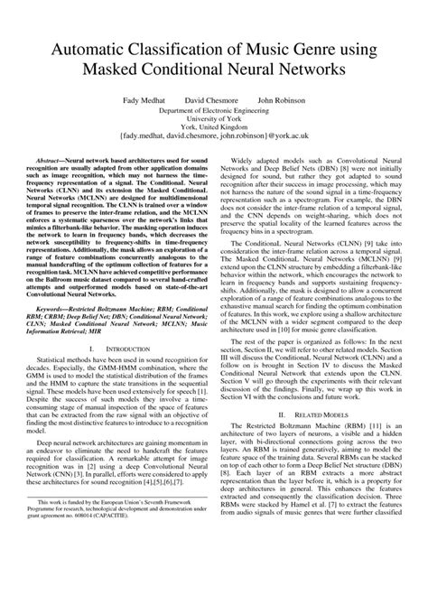 automatic classification of music genre using masked conditional neural
