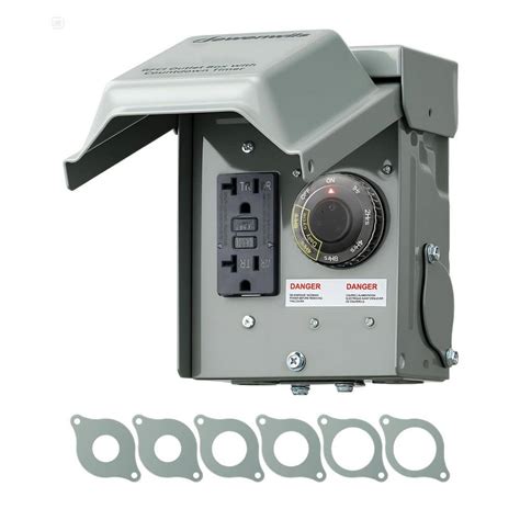 Dewenwils Outdoor Metal 20 Amp Gfci Outlet Weatherproof Box With