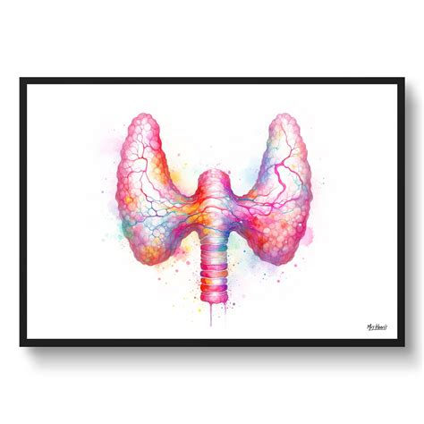 Thyroid Gland Wall Art Print Watercolour Endocrinology Medical Doctor
