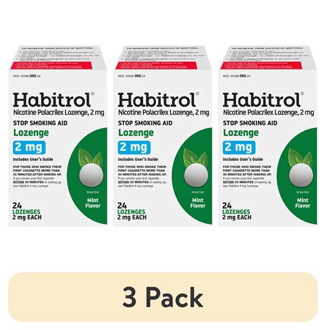 3 Pack Habitrol Nicotine Lozenges 2mg Mint Flavor Stop Smoking Aid To