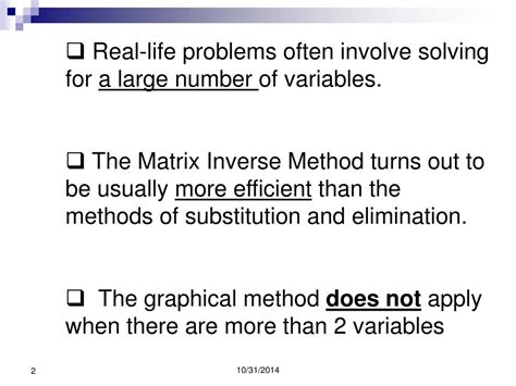 Ppt Applications Of The Matrix Inverse Method Powerpoint Presentation