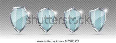 Set Glass Shields Protected Guard Shield Stock Vector Royalty Free