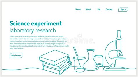 Chemical Lab Equipment Landing Page One Line Continuous Drawing Scientific Tools Stock Vector