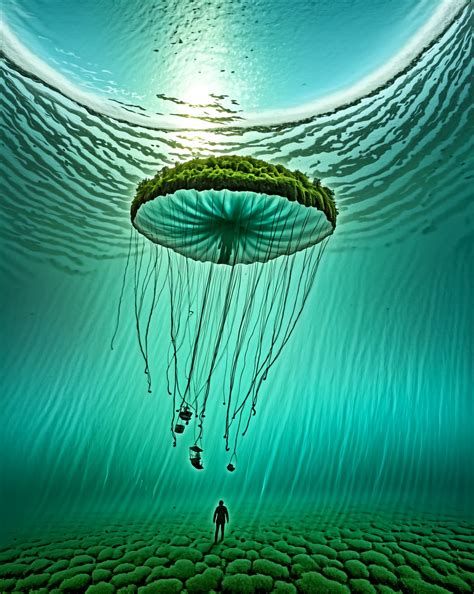 A Surreal Landscape An Endless Ocean Made Of Drifting Weightless