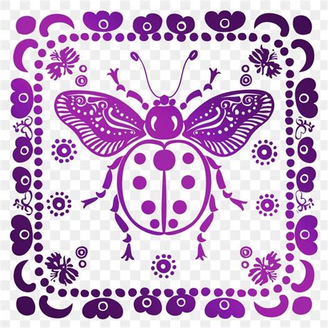 Premium Psd Psd Vector Ladybug Frame Art With Wings And Spots For Decorations In The Scribble