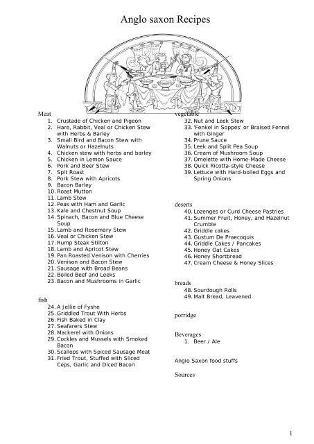 Anglo Saxon Recipes This Is A Recipe That