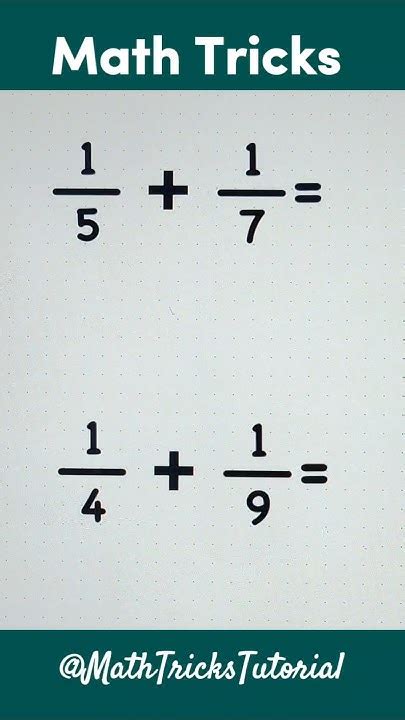 Fractions Hacks Mathtrickstutorial Maths Tutorial Mathematics