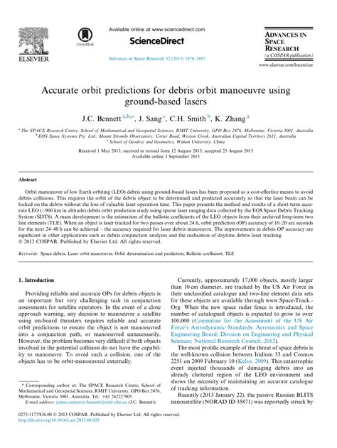 Pdf Accurate Orbit Predictions For Debris Orbit Manoeuvre Using