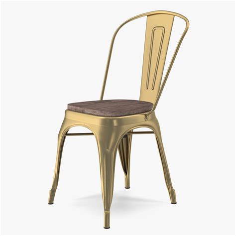 Bronze Stackable Chair Wooden Seat 3d Model 29 3ds Blend C4d Fbx Max Ma Lxo Obj Free3d