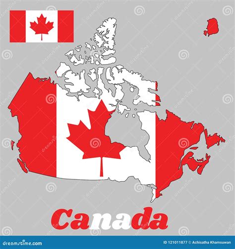Map Outline Of Canada A Vertical Triband Of Red And White With The Red