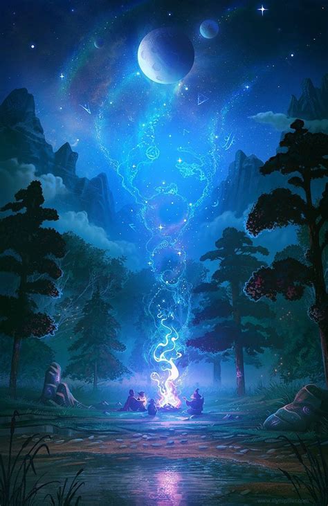 Night Fantasy Wallpaper Glowing Fantasy Scenery Fantasy Landscape